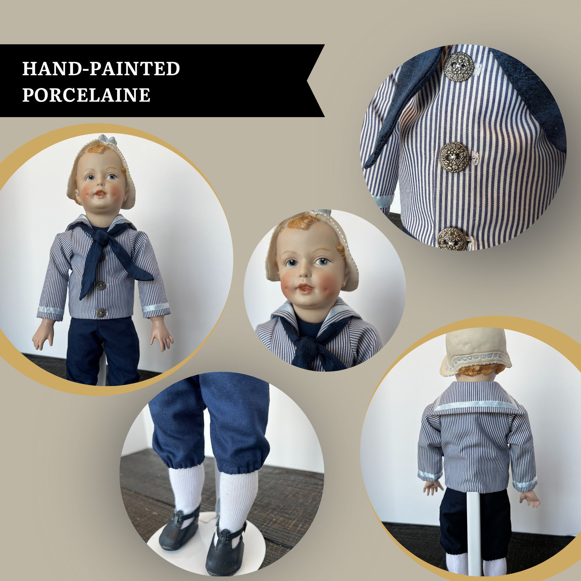 Sailor Boy Porcelain Doll, Antique Doll, Collectors Gift, Doll ...