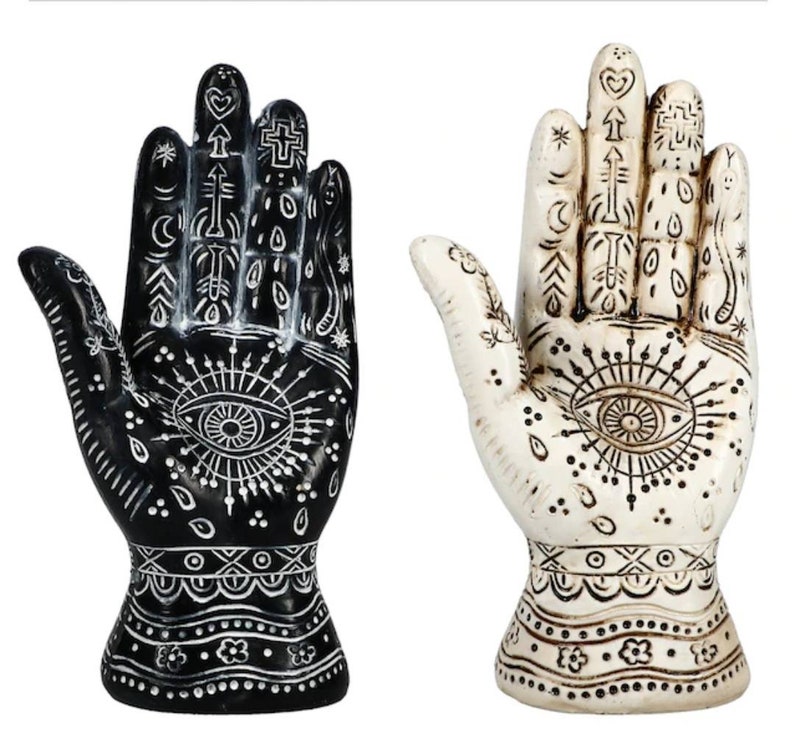Yin Yang Hand Statues | Black and White Spiritual Decor | 7in ...