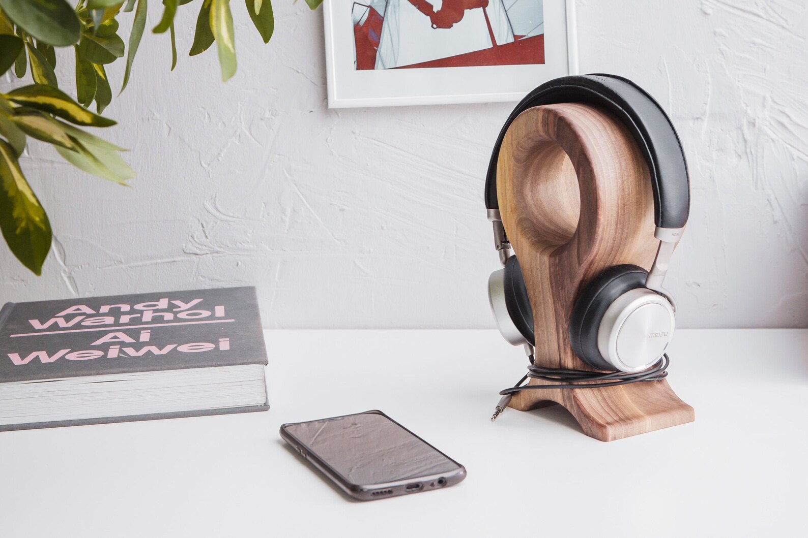 Wooden Headphone Standheadphone Holder Wooddesk Headphone | Etsy