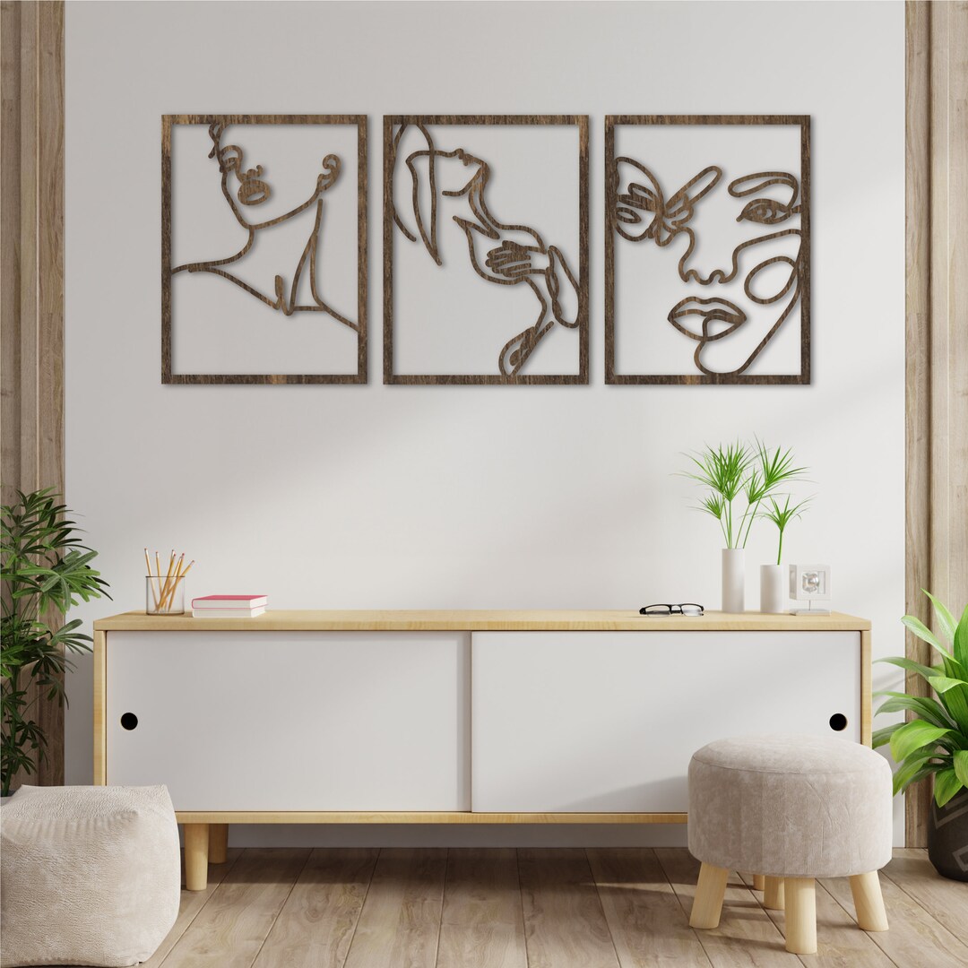 Woman Face Art Wall, Woman Body Decor, Girlfriend Present, Abstract ...