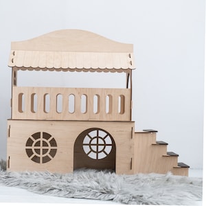 Rabbit House for Large Rabbits, Rabbit Castle Large, Wooden Rabbit ...