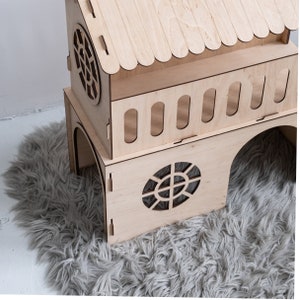 Rabbit House for Large Rabbits, Rabbit Castle Large, Wooden Rabbit ...