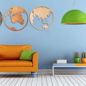 Set of 3 Maps, Wooden World Map, Wood World Map, Round Wold Map Wall ...