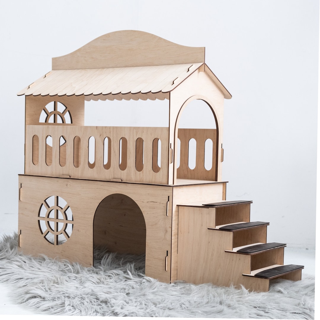 Rabbit House for Large Rabbits, Rabbit Castle Large, Wooden Rabbit ...