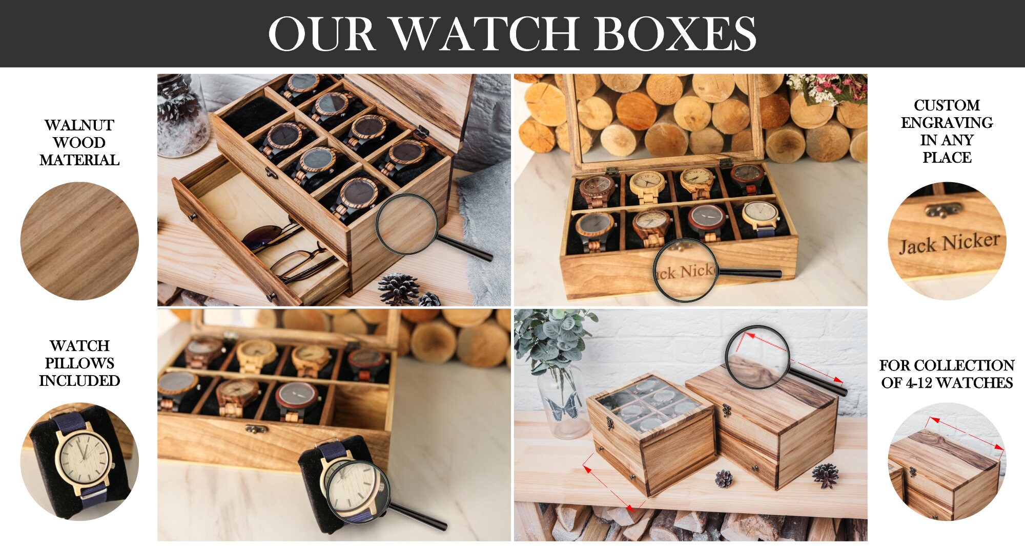 Mens Watch Box Engravedcustom Wood Box Drawerwatch Box for | Etsy