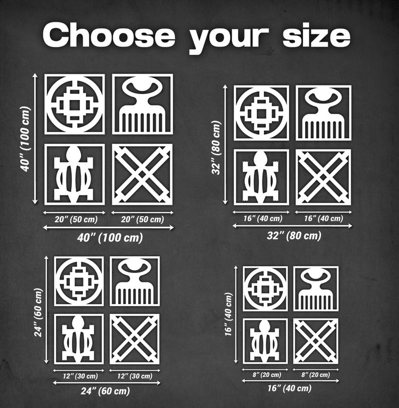 Adinkra Symbols Wall Art, African Wooden Wall Art, Ashanti Wall Art ...