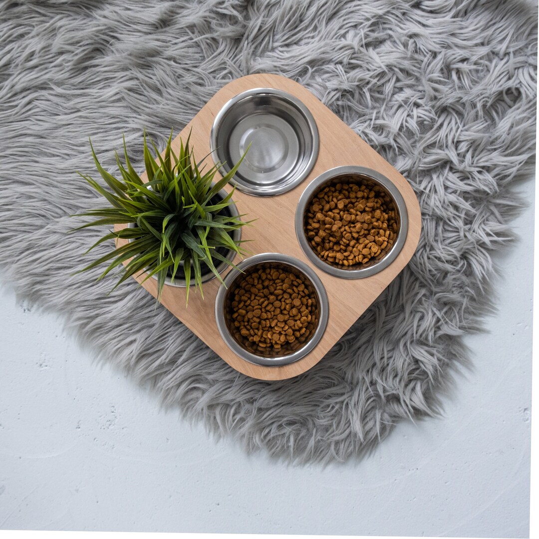 Pet Feeding Station, Cat Feeder Stand, Wooden Cat Feeder, 4 Bowl Cat ...