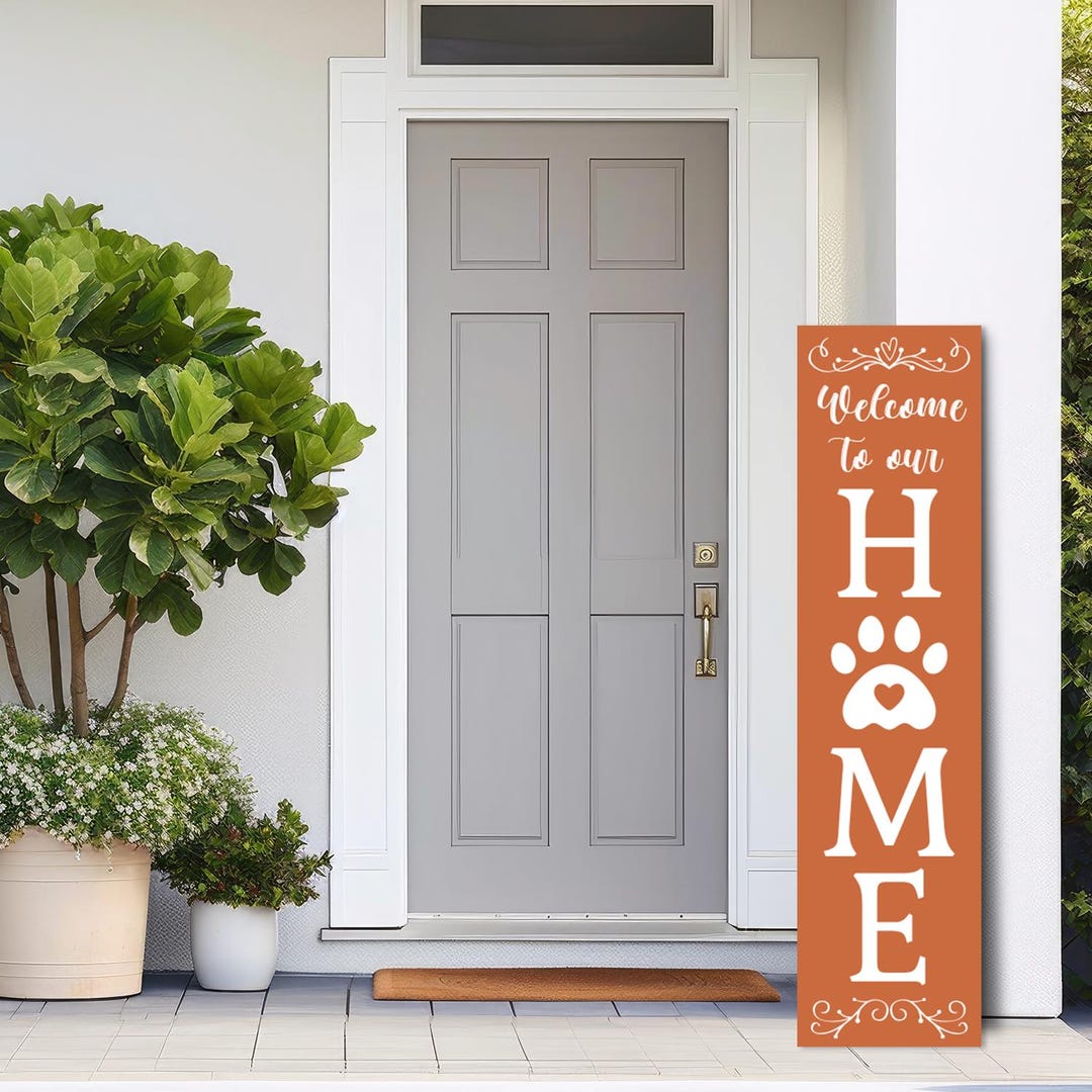 Welcome to Our Home Sign Personalised, New Home Signs Wood, Welcome Paw ...