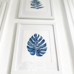 Hand Drawn Blue Monstera Canvas Print - Etsy