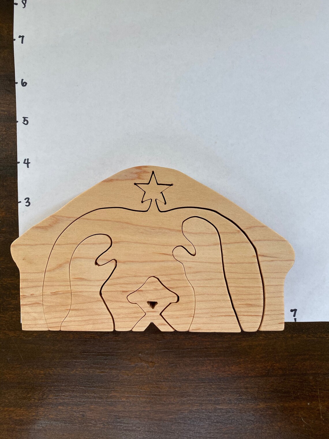 Nativity Puzzle, Creche Puzzle, - Maple and Walnut Wood, Free Standing ...