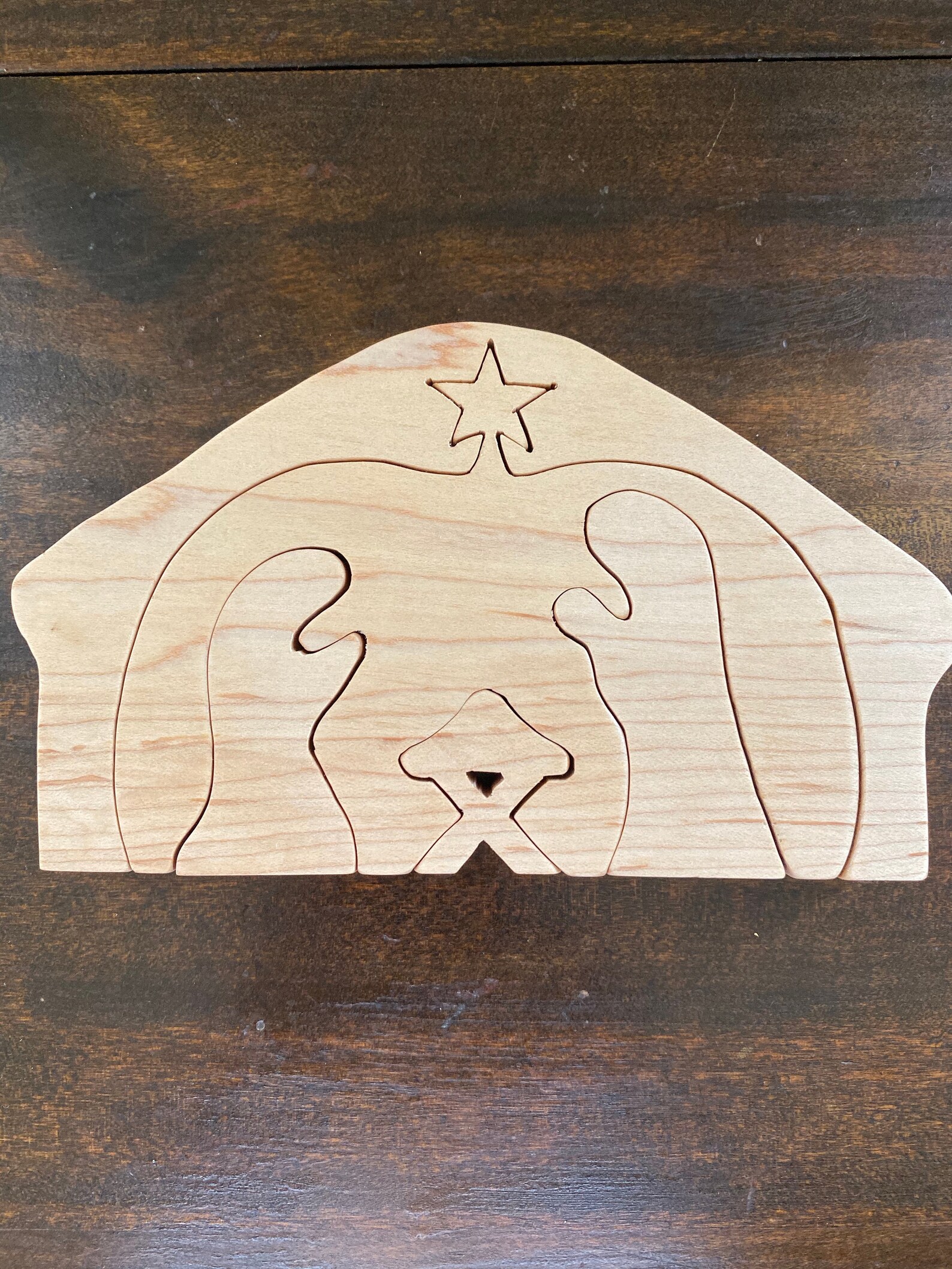 Nativity Puzzle, Creche Puzzle, - Maple and Walnut Wood, Free Standing ...