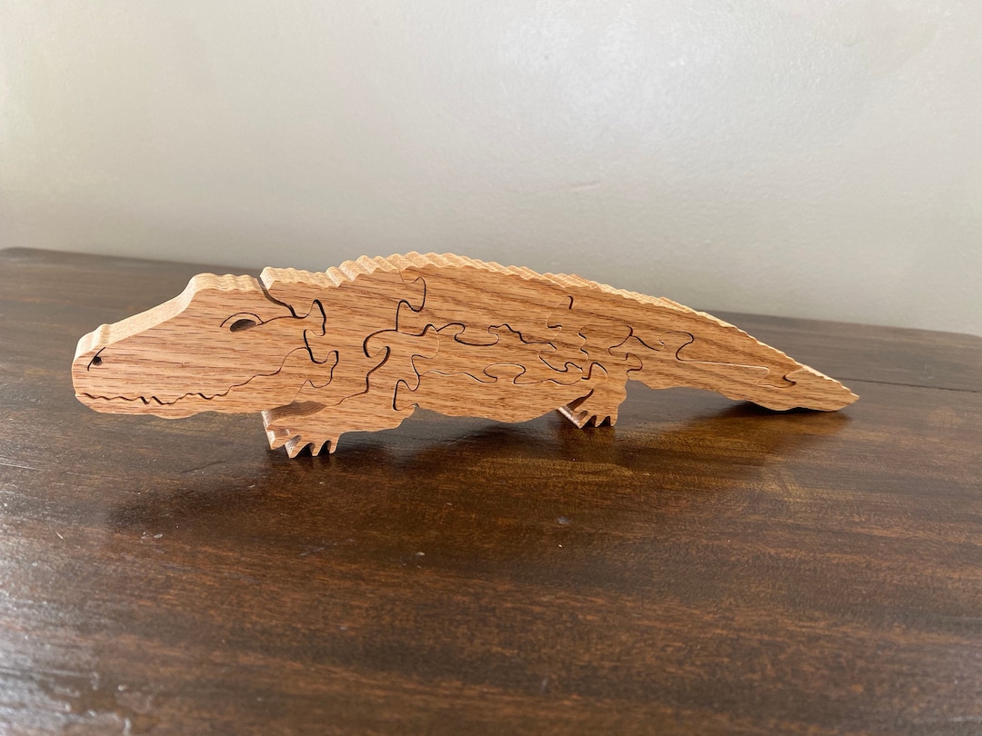 Alligator Puzzle: Walnut Wood, Free Standing Puzzle, Adult, Puzzle ...