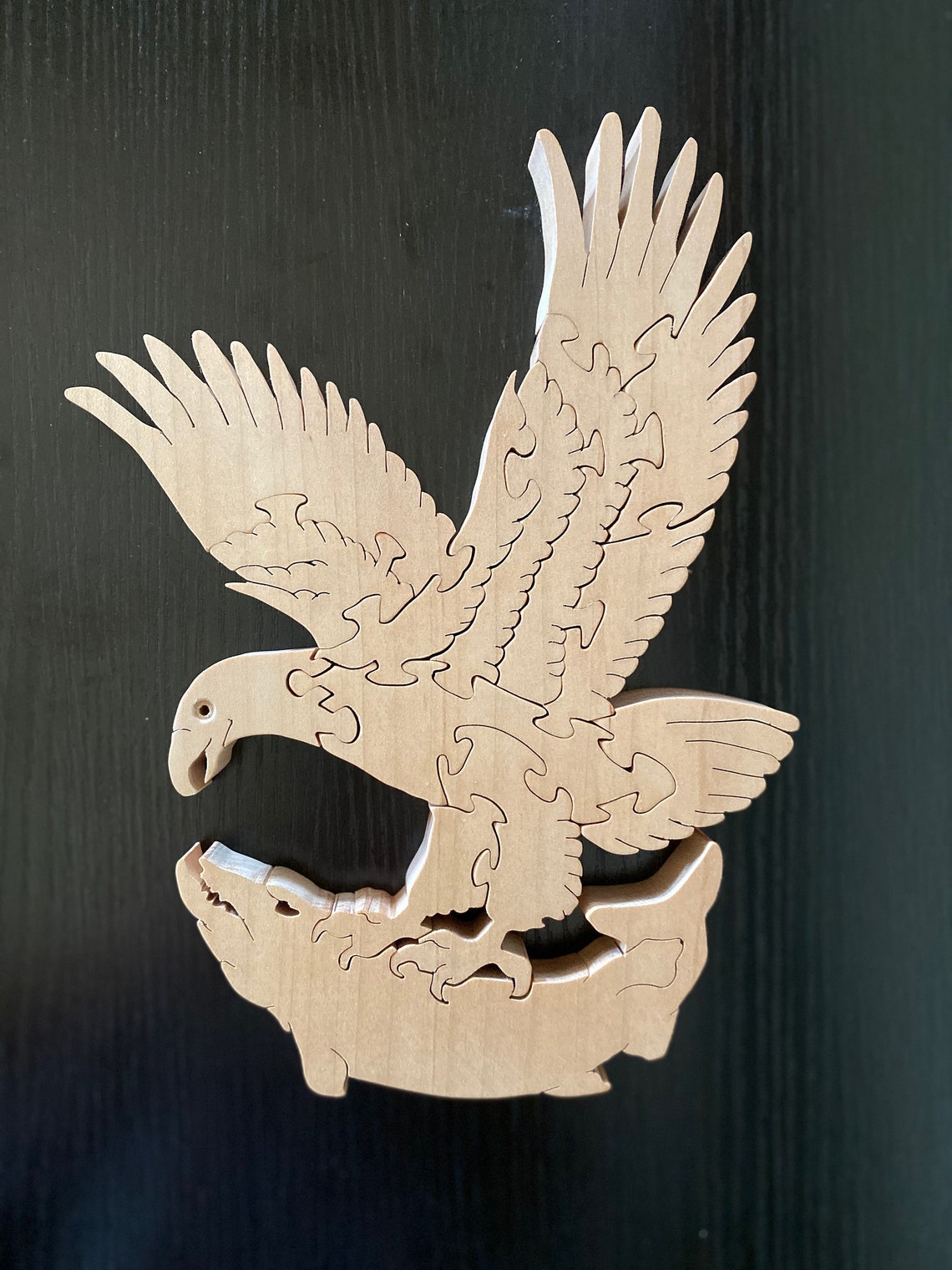 Flying Eagle and Muskie Puzzle: Maple, Free Standing, Adult, Puzzle ...