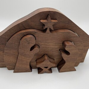 Nativity Puzzle, Creche Puzzle, - Maple and Walnut Wood, Free Standing ...