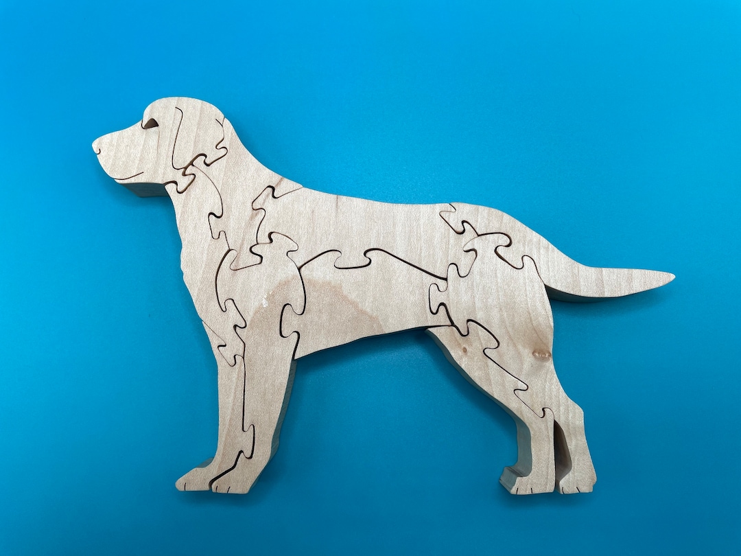 Yellow Lab Dog Wood Puzzle - Freestanding Solid Wood Dog Puzzle ...