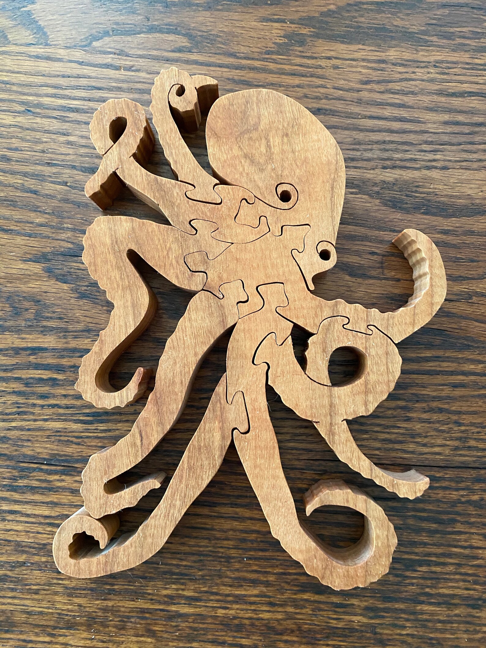 Octopus Wood Puzzle: Cherry Wood, Free Standing Puzzle, Adult, Puzzle ...