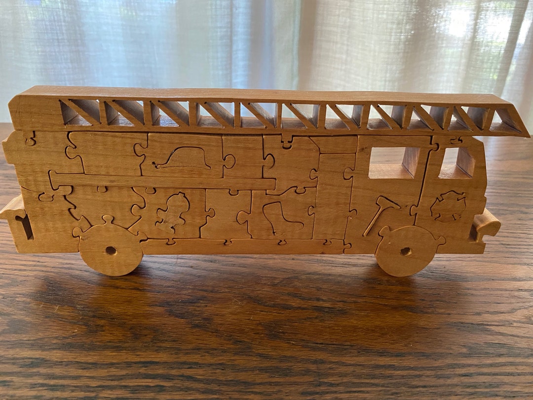 Fire Truck Ladder Truck Puzzle: Cherry, Free Standing, Adult, Puzzle ...