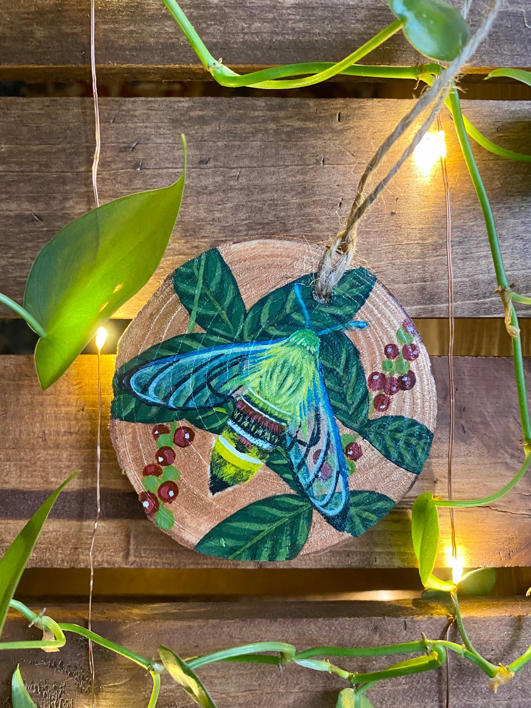 Coffee Clearwing Moth Hand Painted Wood Slice Ornament - Etsy