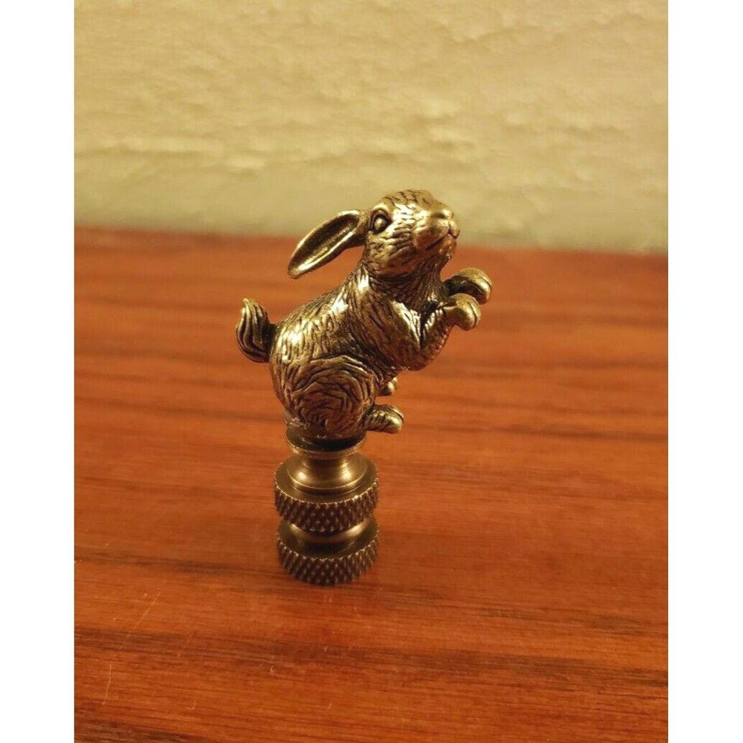 Rabbit Bunny Lamp Finial Topper Ornate Antique Gold Brass Whimsical 2. ...