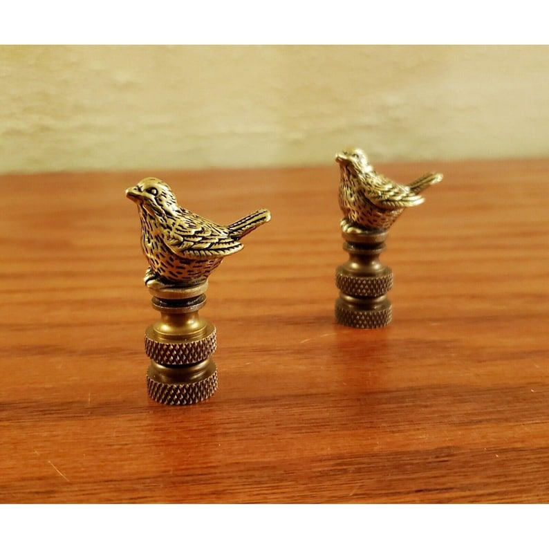 Brass Bird Lamp Finial Shade Topper: Retro Farmhouse Decor (set of 2 ...