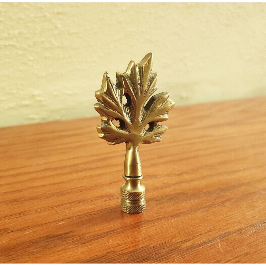 Polished Brass Maple Leaf Lamp Finial Top Topper Decor Light Finial Art ...