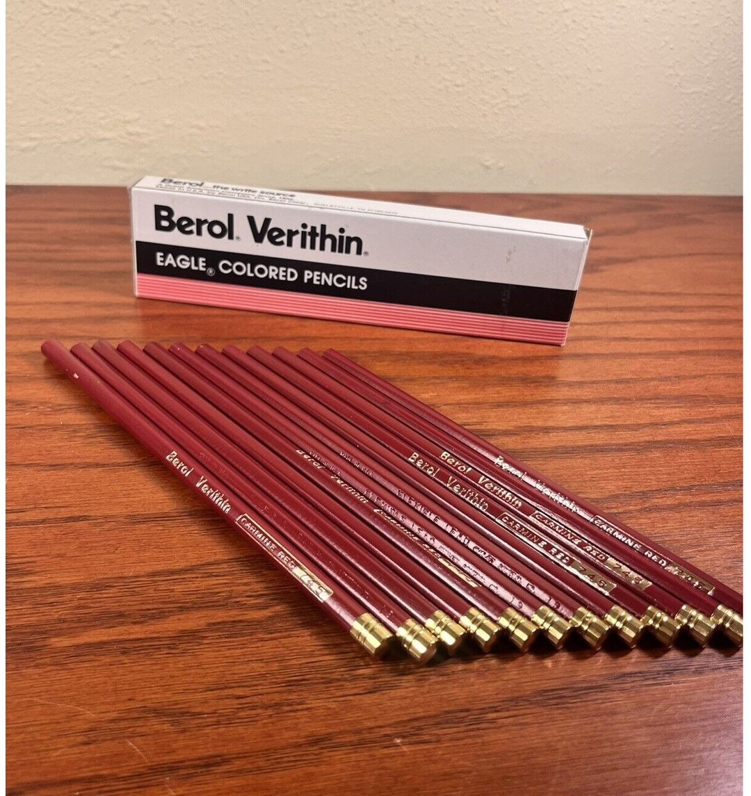 Vintage Set of 12 Berol Verithin Colored Pencils 745 Carmine - Etsy