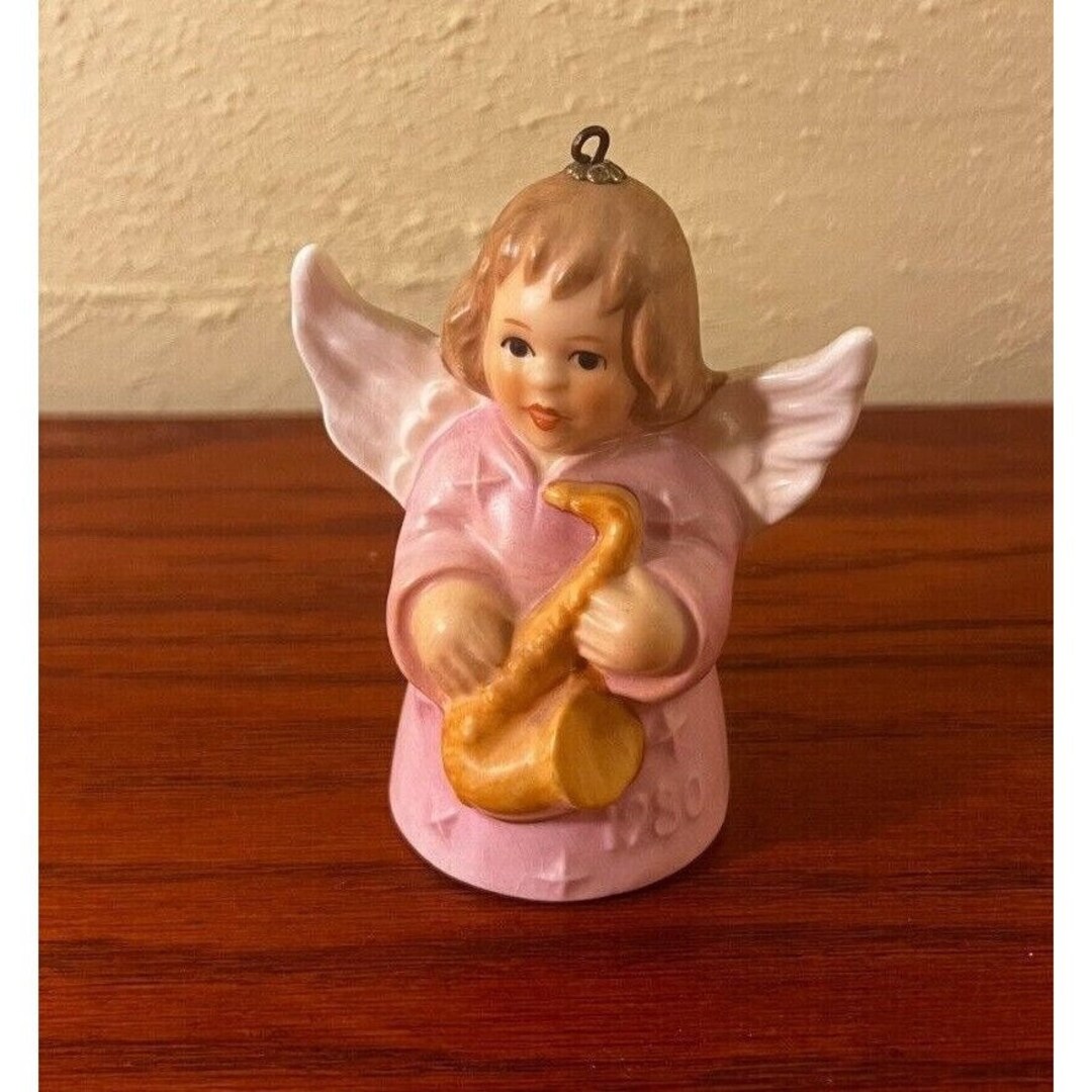 Vintage Goebel Pink Angel Saxophone Bell Christmas Ornament West ...