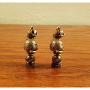 Cat Kitten Lamp Finial Shade Topper Ornate Retro Antique Brass 2" Set ...