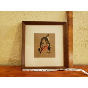 Vintage Native American Girl Art Original Pastel Painting Gerda ...