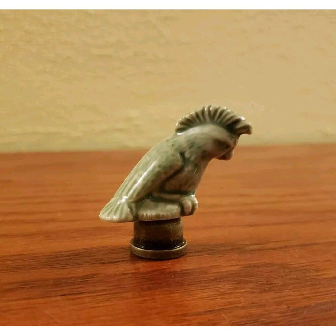Parrot Lamp Finial Shade Topper Ceramic Wade England Green Vintage Bird ...