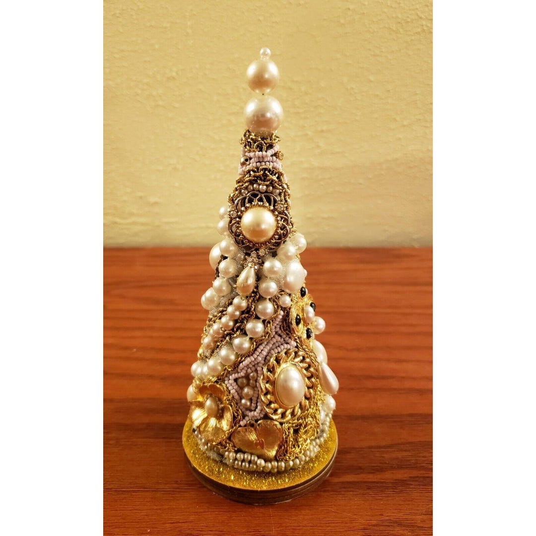 Unique Jeweled Holiday Christmas Tree Handcrafted Vintage Jewelry Tree ...