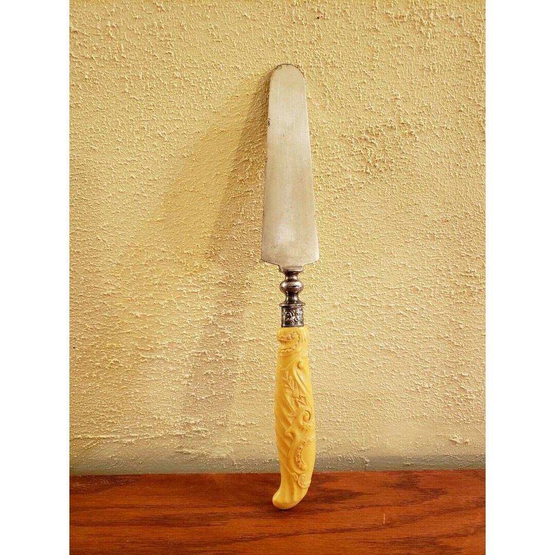 Vintage Utensil Cake Pie Server Stainless Blade Cream Carved Celluloid Handle 1940s - Etsy