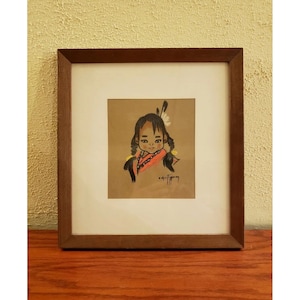 Vintage Native American Girl Art Original Pastel Painting Gerda ...
