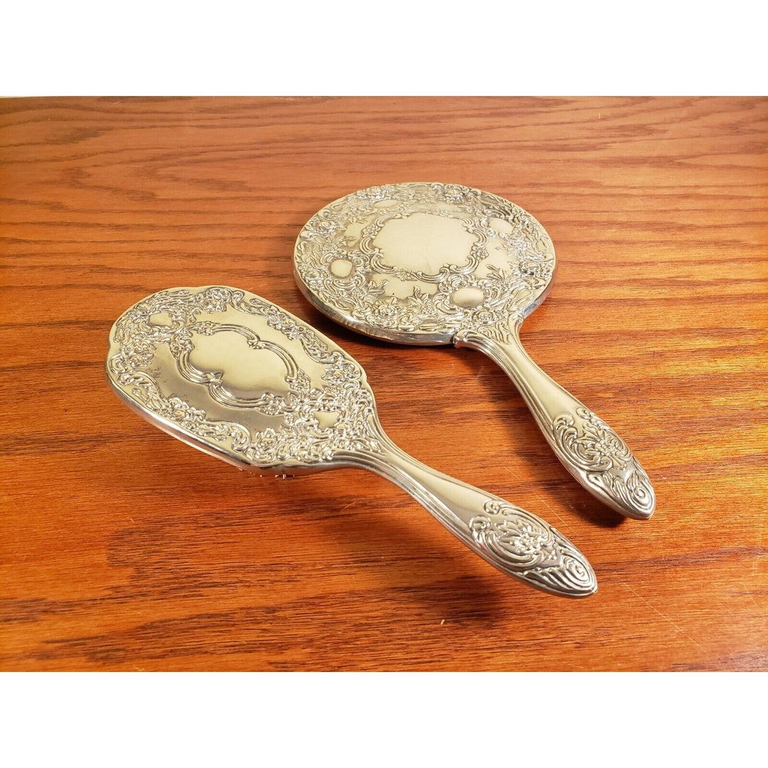 Vintage Godinger Ornate Silver Art Co Brush Mirror Set Sterling Silver ...