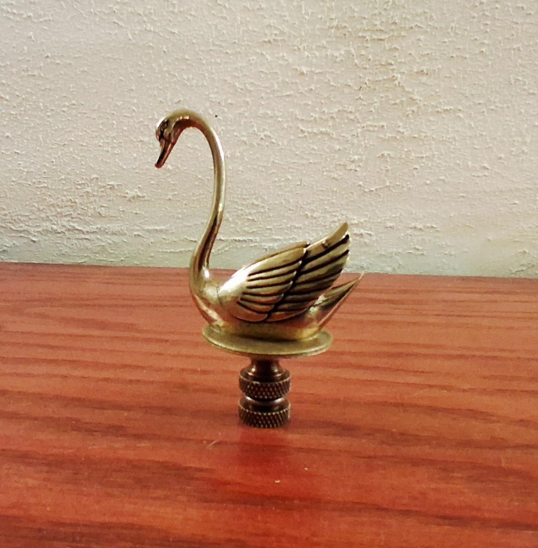 Swan Bird Lamp Finial Shade Topper Brass Retro Graceful Bird Lover 2.75 ...