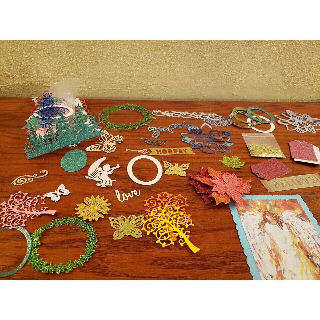 50 Die Cut Paper Shapes Fall Christmas Easter Glitter Embellishments ...