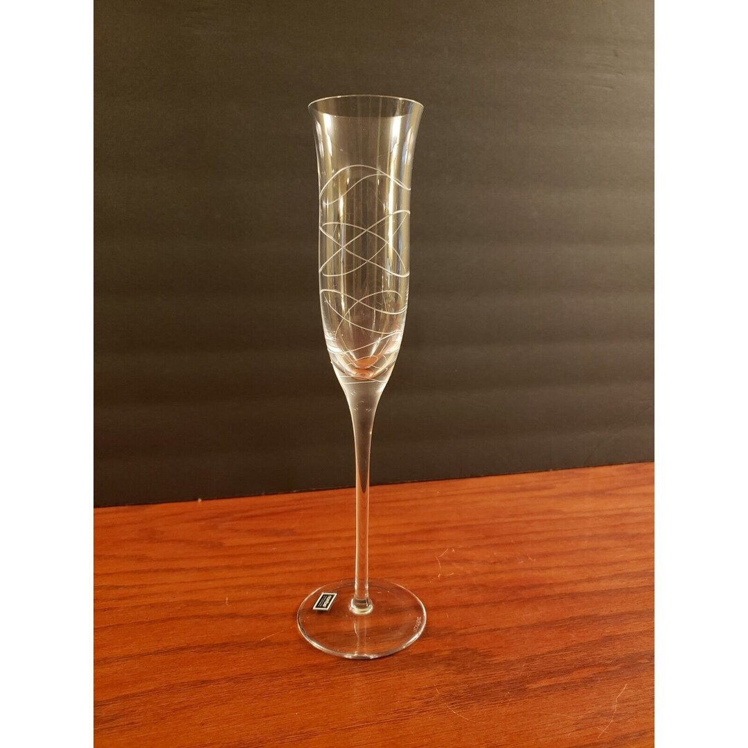 Nambe Crystal Motus Champagne Glass Flute 11 Etched Swirl - Etsy