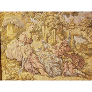 Antique French Tapestry Handmade Versailles Victorian Garden Romance ...