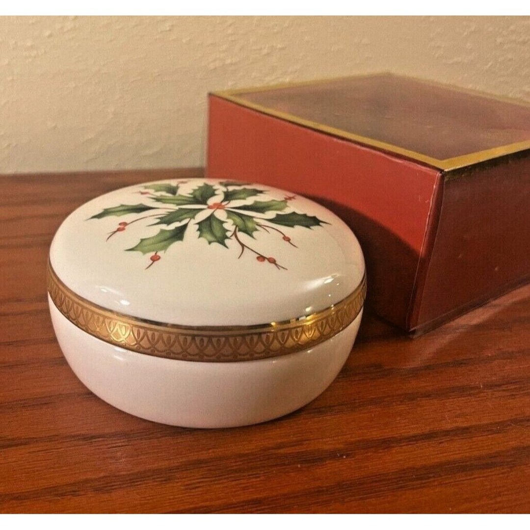 Lenox Dimension Holiday Holly Berry Jewelry Trinket Box Gold - Etsy