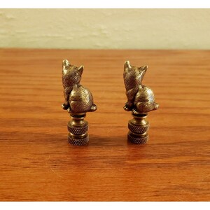 Cat Kitten Lamp Finial Shade Topper Ornate Retro Antique Brass 2" Set ...