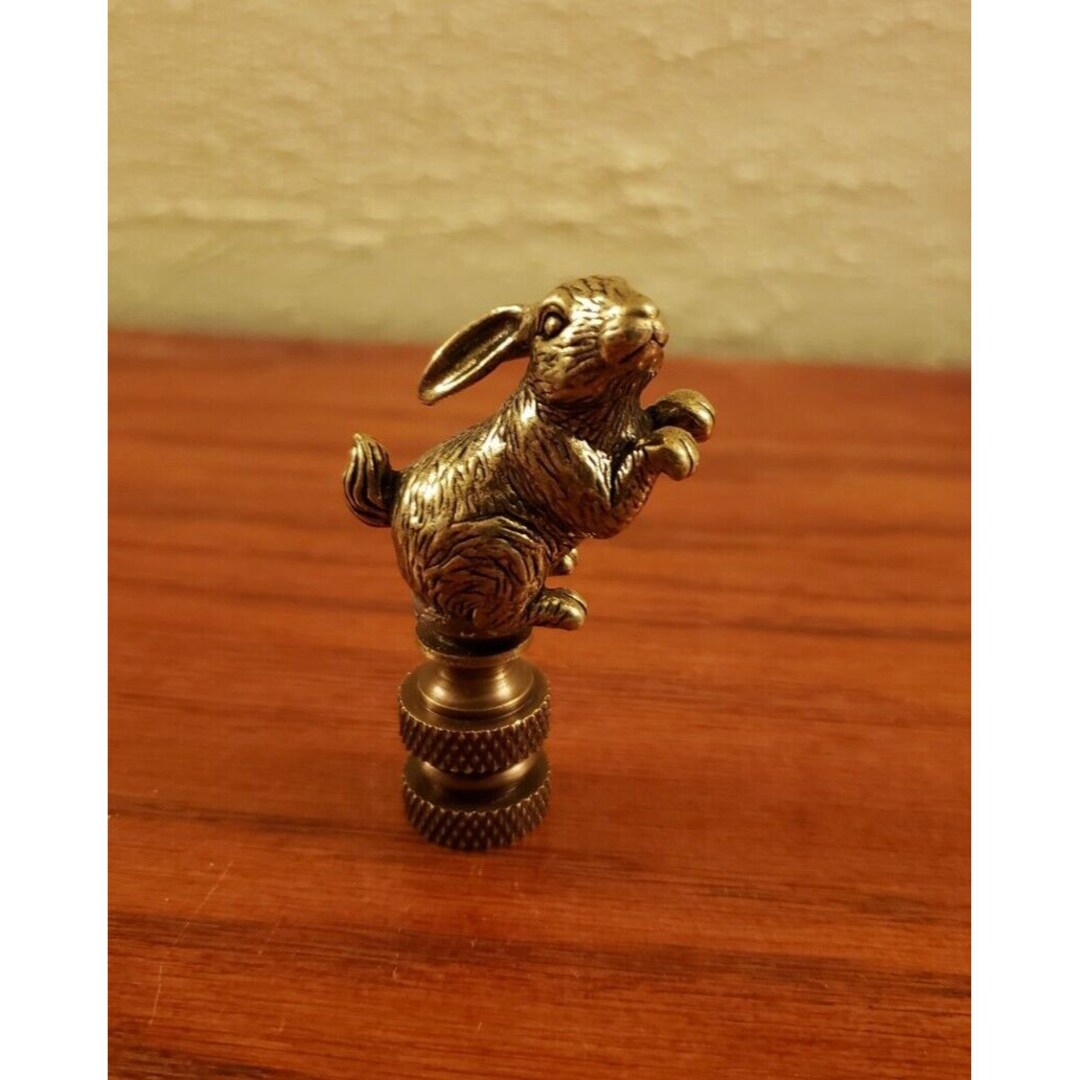 Rabbit Bunny Lamp Finial Topper Ornate Antique Gold Tone 2.25 Inch Tall ...