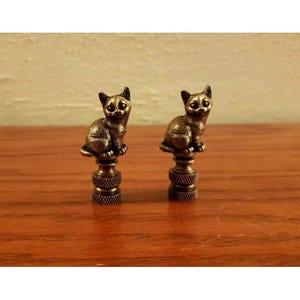 Cat Kitten Lamp Finial Shade Topper Ornate Retro Antique Brass 2" Set ...