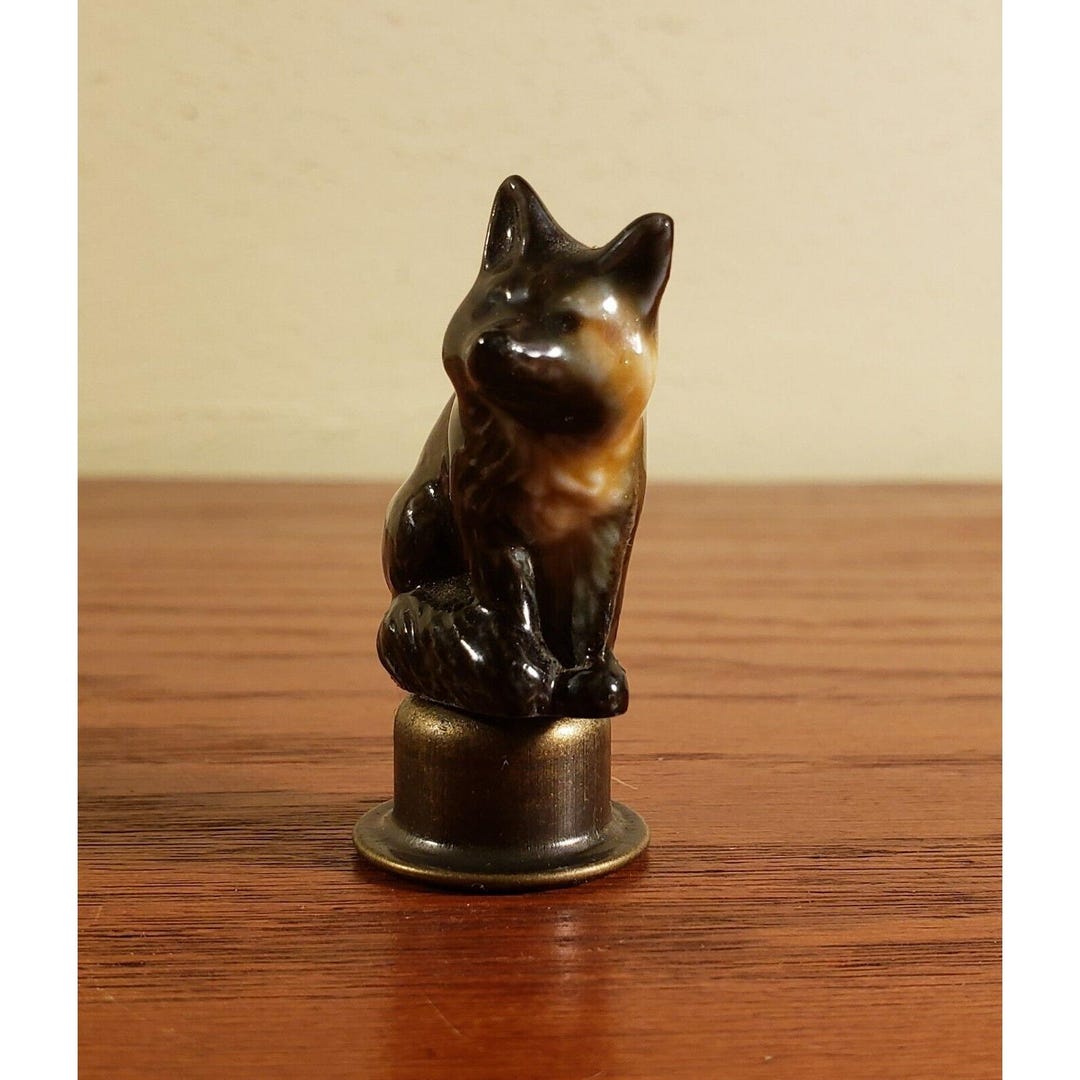 Brown Fox Lamp Finial Shade Topper Ceramic England Vintage - Etsy