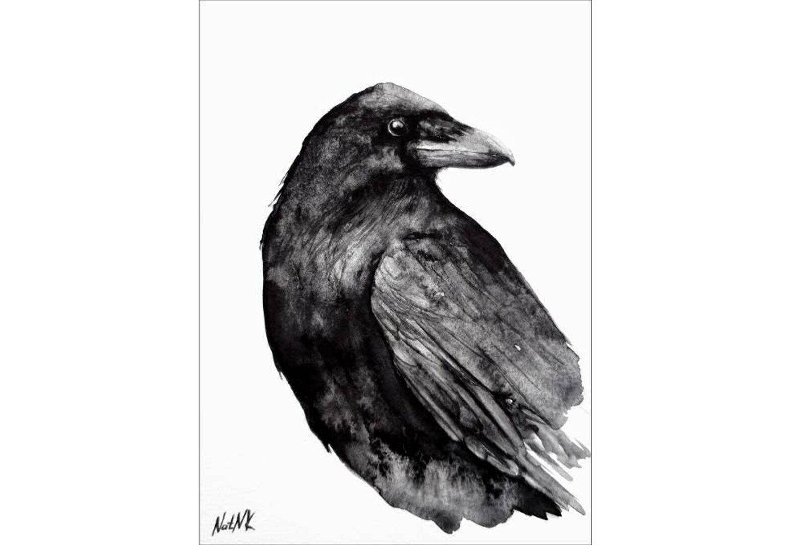 Crow Drawing Goth Original Art Raven Painting Bird Charcoal | Etsy