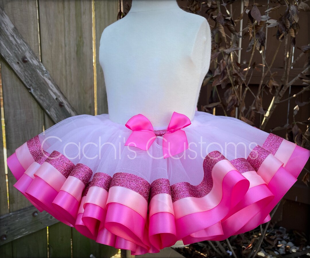 Pink Tutu Birthday Tutu Ribbon Trim Tutu - Etsy