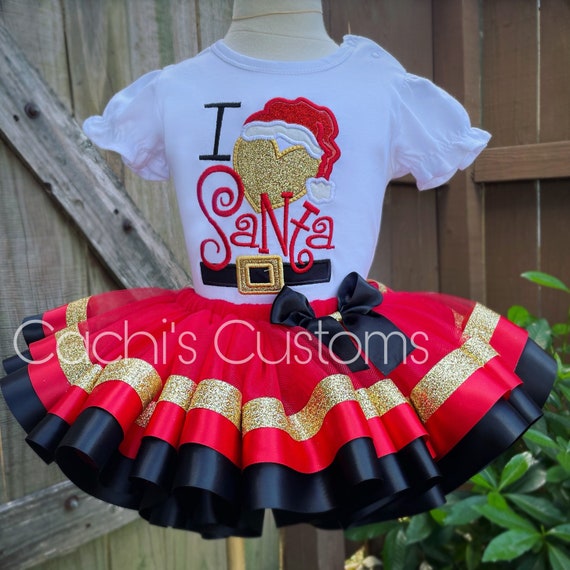 Christmas Tutu Outfit Santa Girl Outfit - Etsy