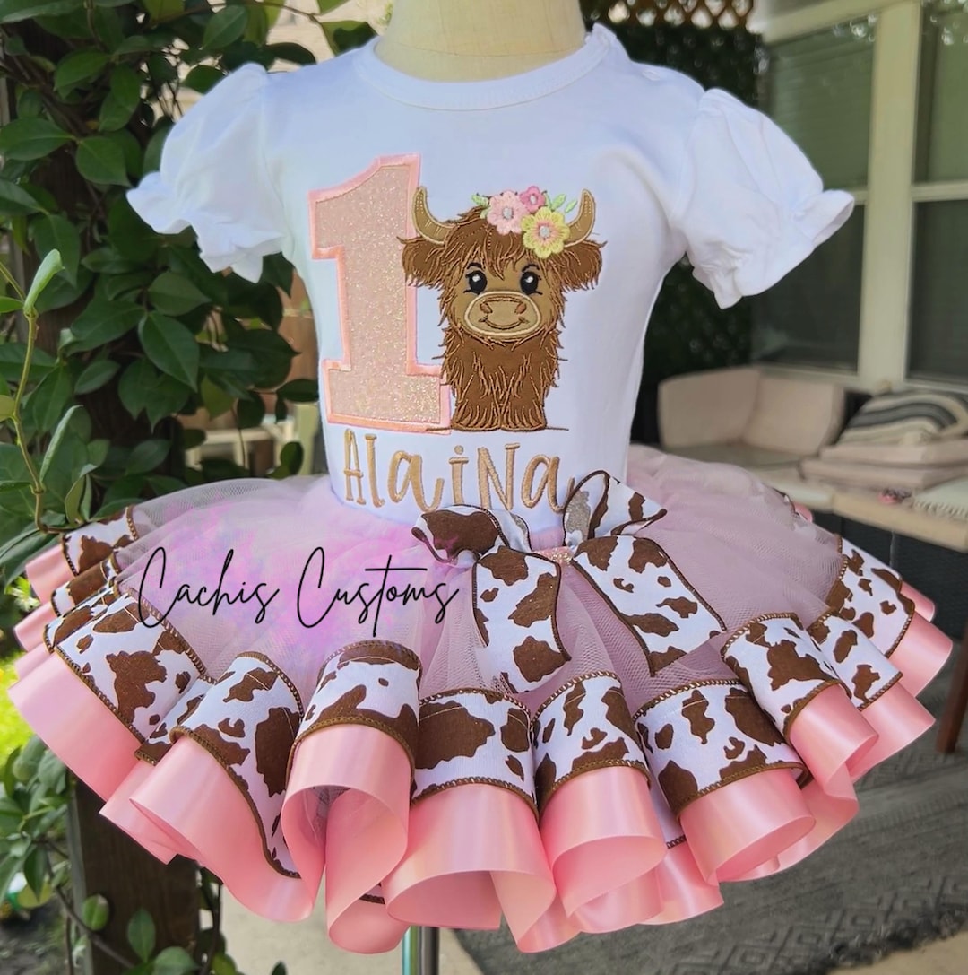 Highland Cow Farm Birthday Outfit - Cow Birthday Tutu - Barnyard ...