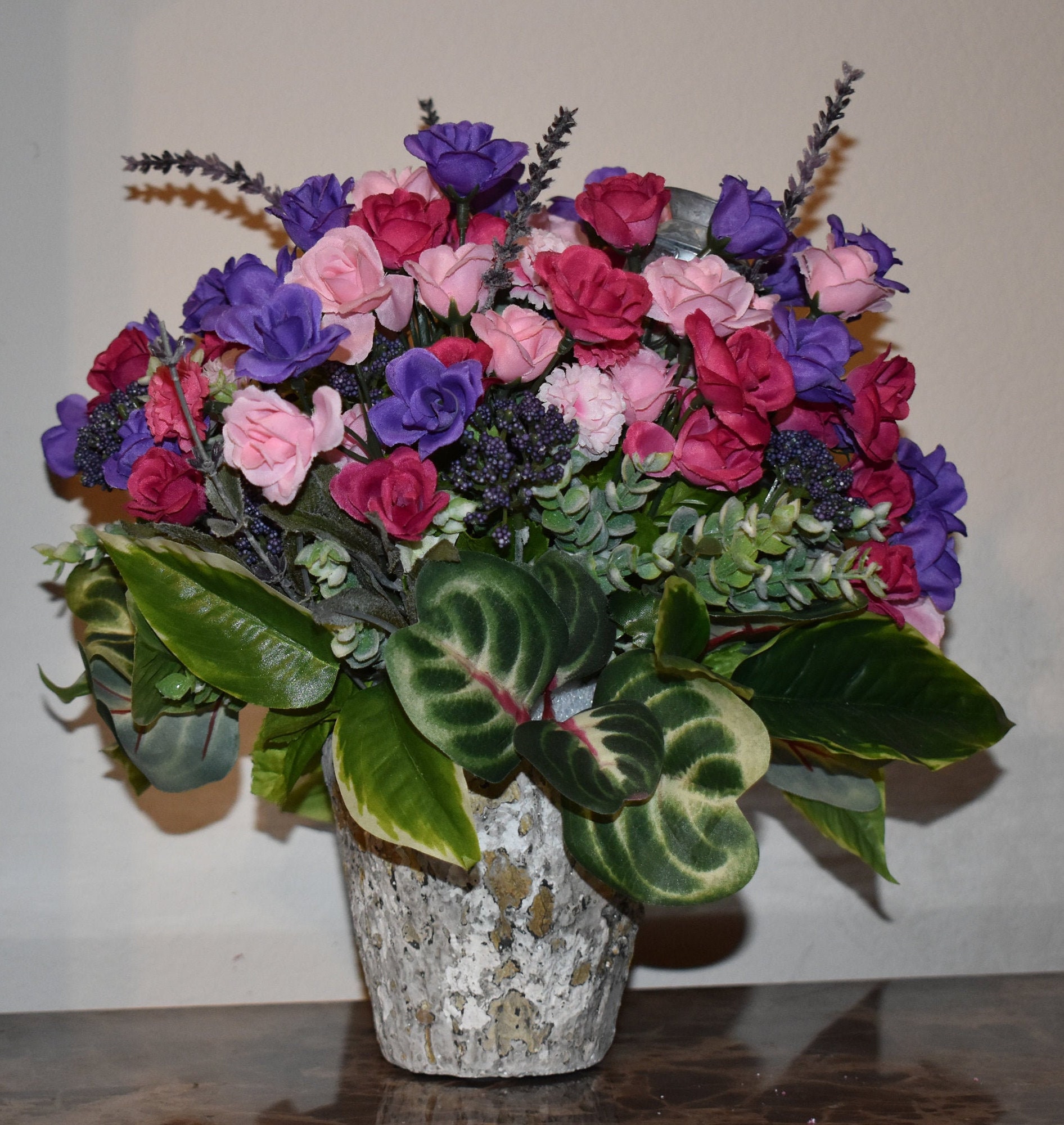 Pink and Purple Rose Flower Arrangement - Etsy Hong Kong