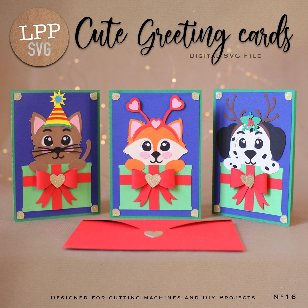 CUTE Greeting Cards - 3D SVG | Instant Download | Project for Cricut ...