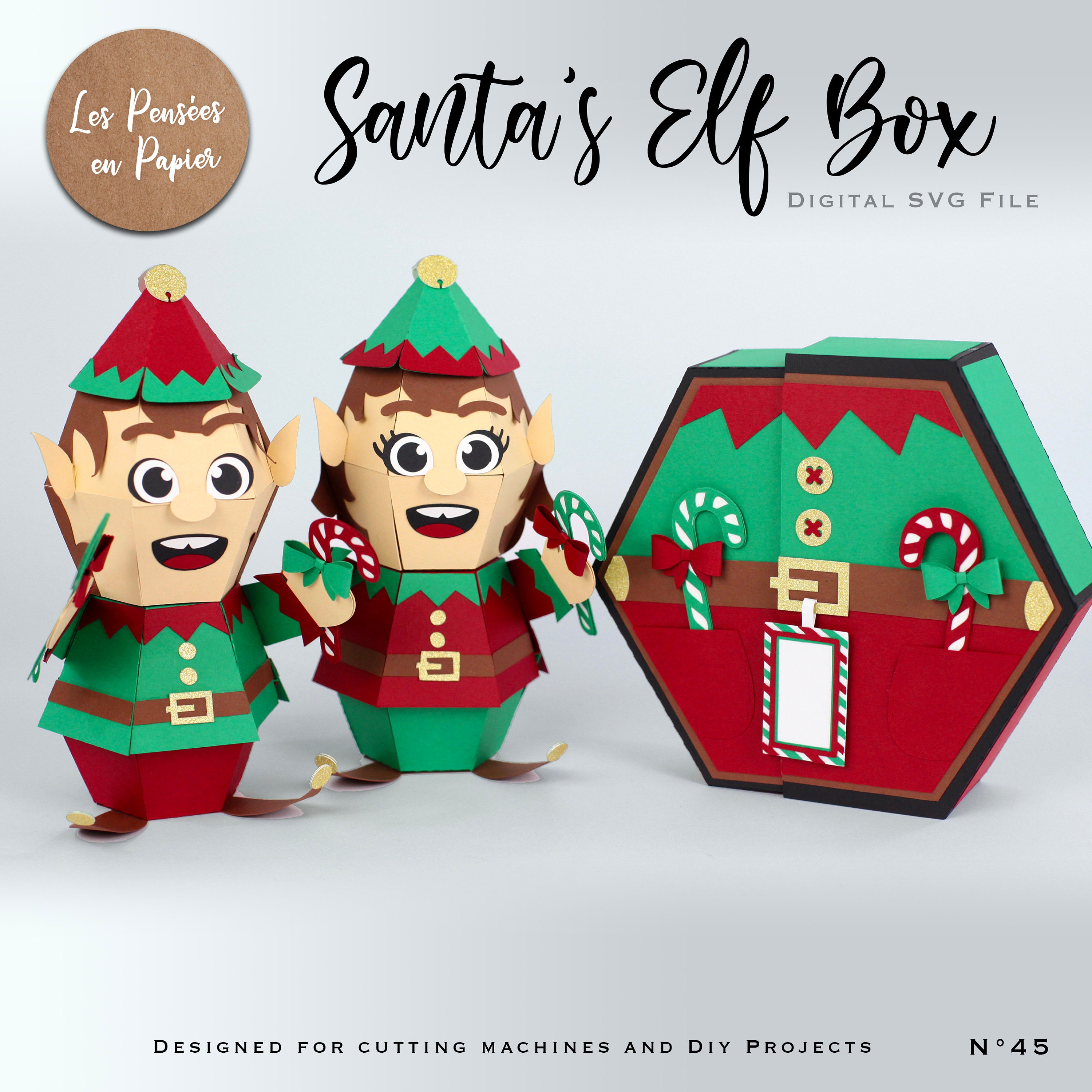 SANTA'S Elf Box Card - 3D SVG | Instant Download | Christmas Pop-up ...